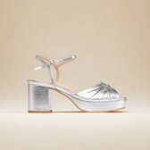 Calla Shoes | Lottie | Silver Leather Block Heel Sandal